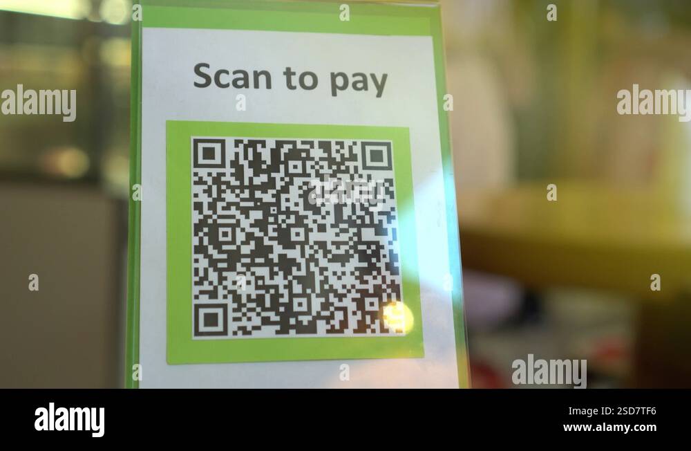 QR code payment display in the retail store Stock Video Footage - Alamy