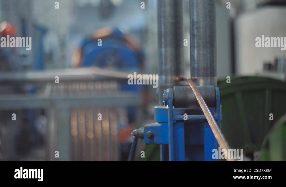 Process for the production of electric copper cable plant, close-up ...