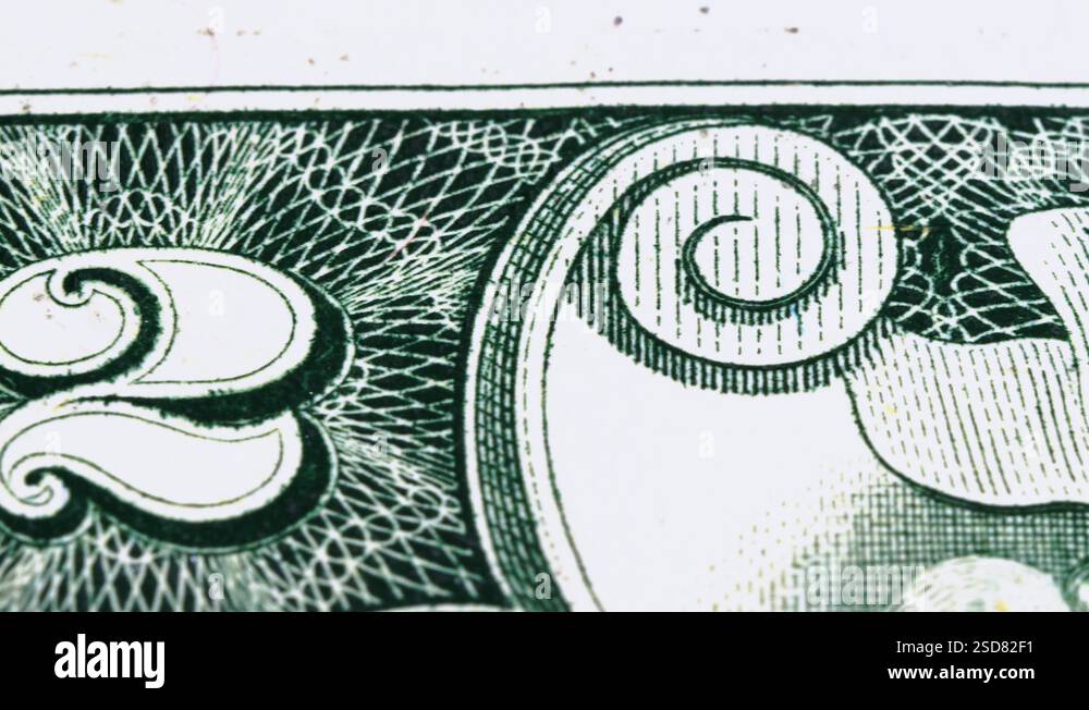 Sliding video of a two US dollar bill note, showing The United States ...