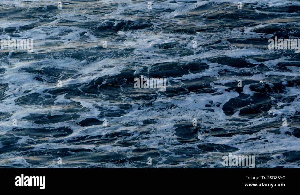 Epic Dark Blue Water Waves with Bright Foam, Disturbed by Wave Stock ...