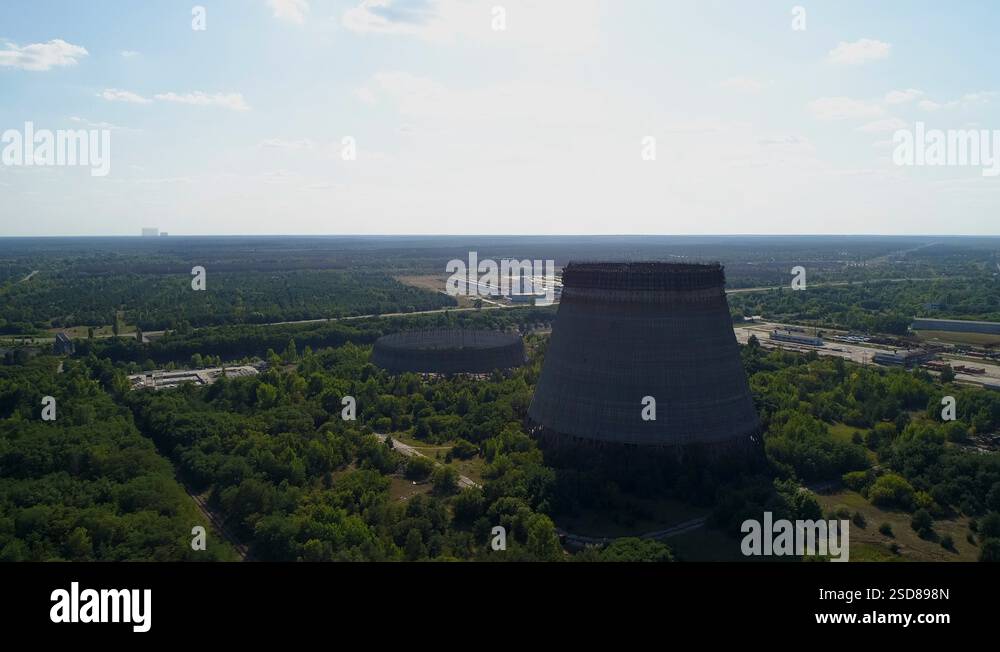 Aerial view of cooling towers for fifth, sixth nuclear reactors of ...