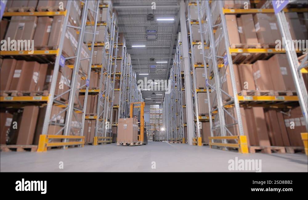 Work warehouse timelapse, many people in stock, a large modern ...