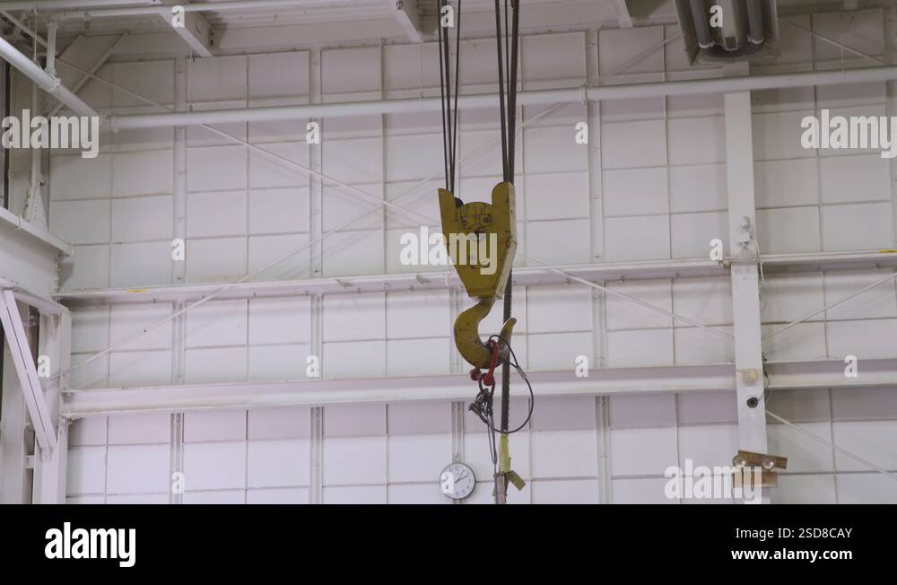 Giant Hook from Factory Rafter Crane Swaying at Work in Manufacturing ...