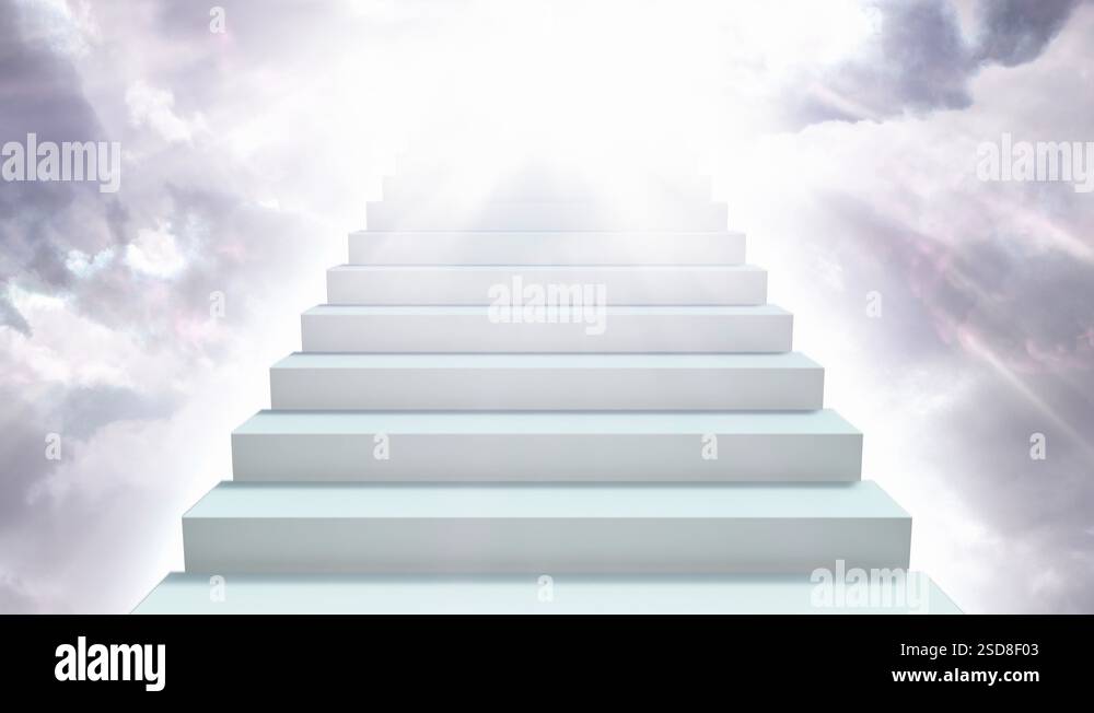 Stairway to Heaven in Cloudy Sky with Sunlight Rays Shining Down Stock ...