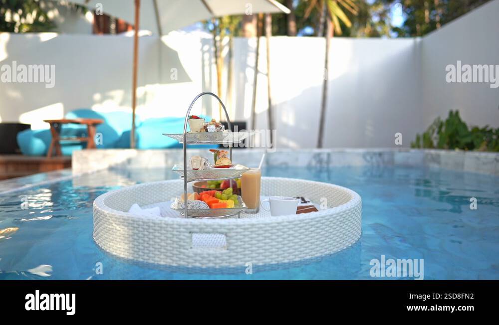 Floating breakfast, brunch served in swimming pool, fine dining idea ...