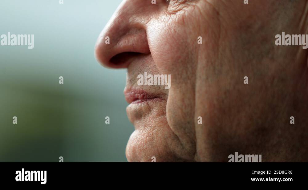 Wrinkled older man face close-up. Senior person face skin Stock Video ...