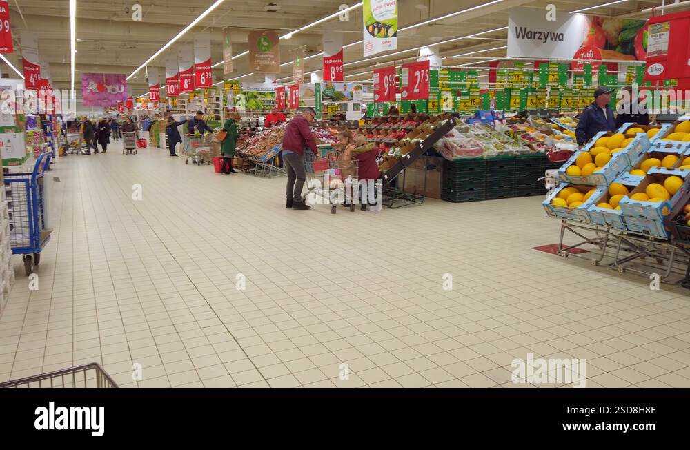 Well stocked non crowded supermarket in Warsaw, Poland Stock Video ...