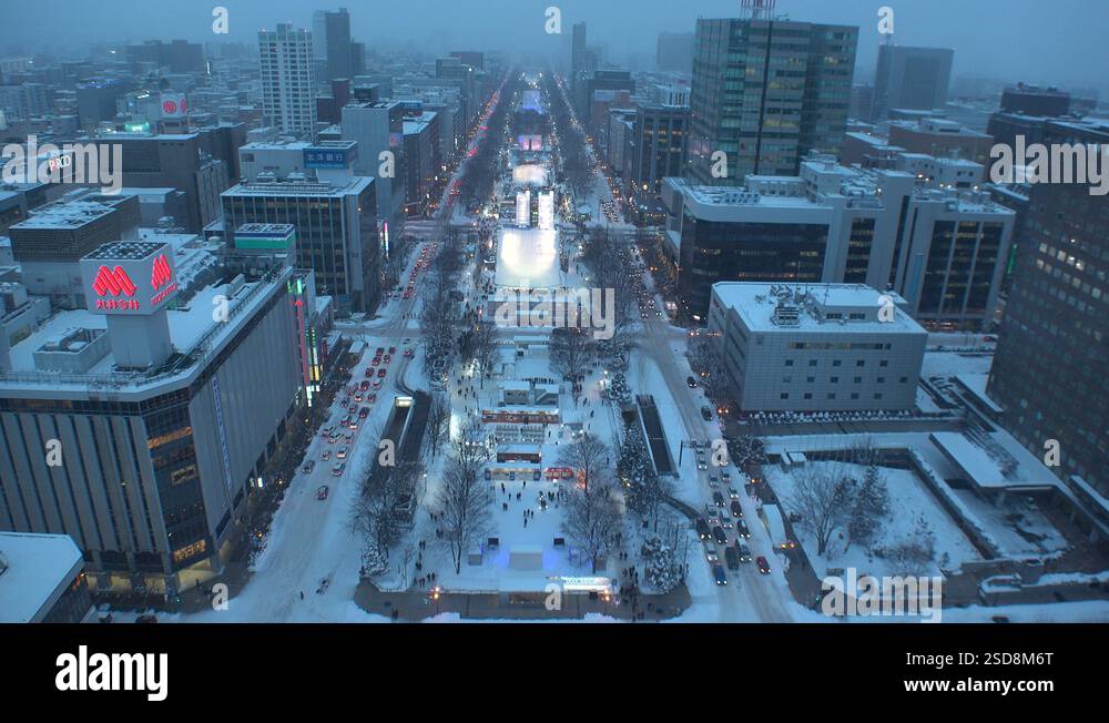 SAPPORO, HOKKAIDO, JAPAN : Aerial view of Sapporo Snow Festival at ...