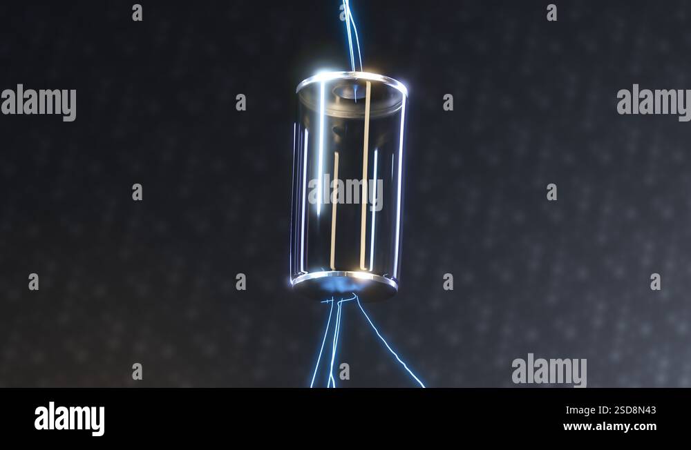 Battery charging process. Power level showed as green cells in ...