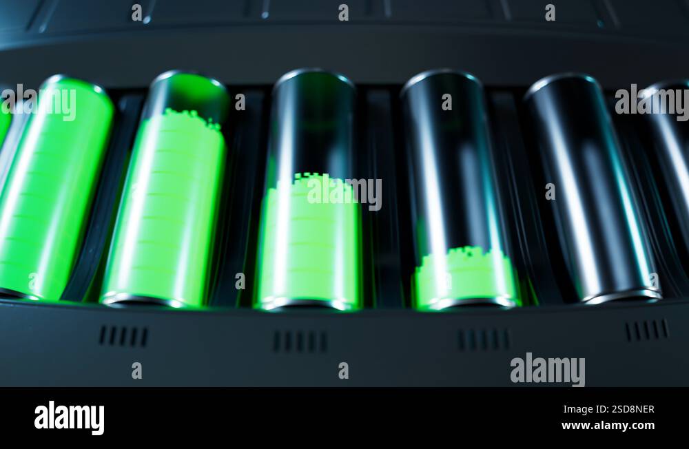 Rechargeable battery made of metal and glass accumulating energy. Loop ...