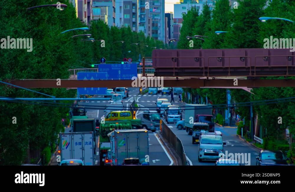 A timelapse of city street at Oume avenue in Tokyo daytime long shot ...