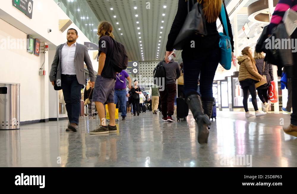 People Walking Around in International Mexico Benito Juarez Airport ...