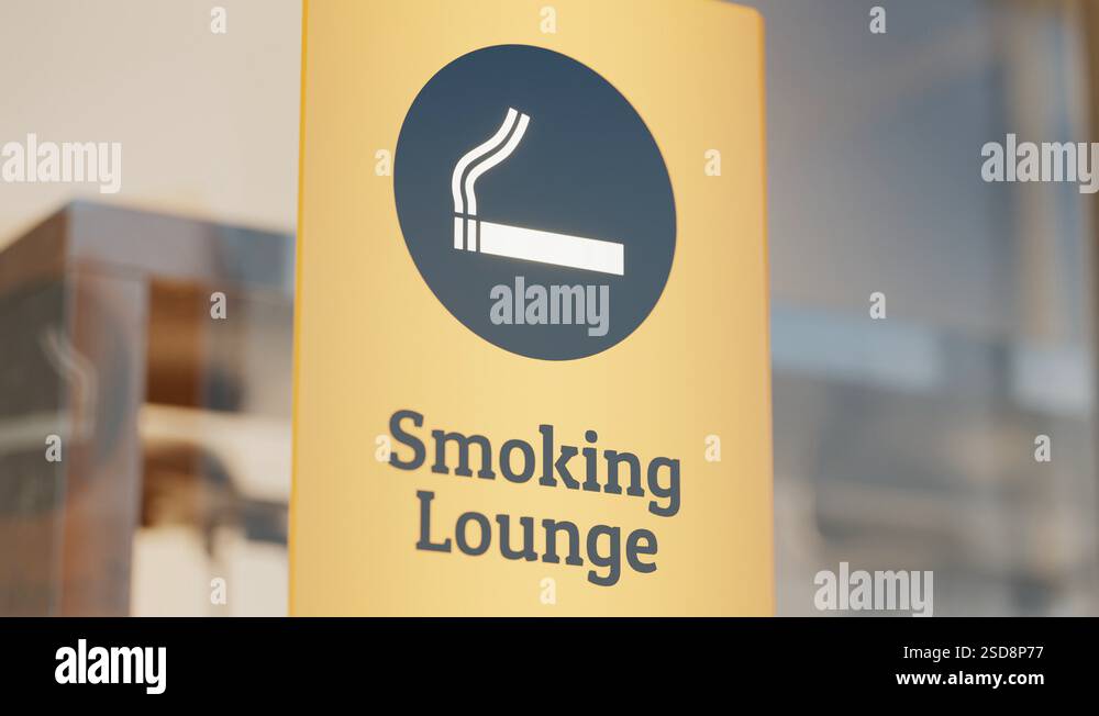 Animation of the smoking lounge area sign. Airport's terminal ...
