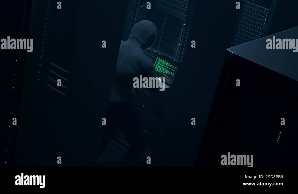 A hacker performing unauthorized server access Business database attack ...