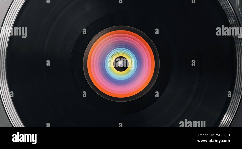 Black vinyl background with color spectrum label in center. Rotating ...
