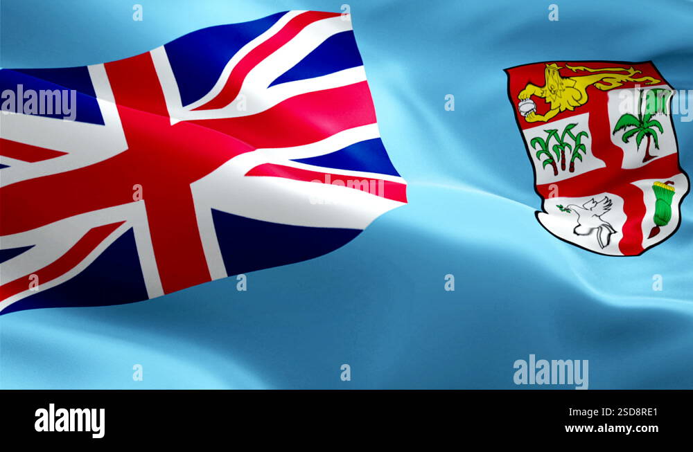 Fiji waving flag. National 3d ‎Fijian flag waving. Sign of Fiji islands ...