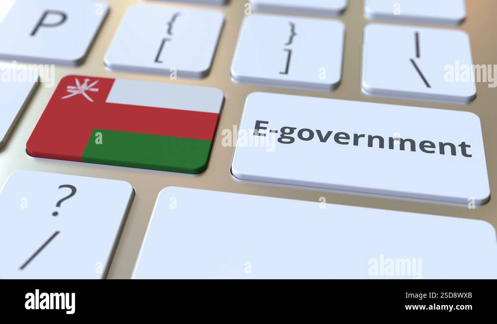 E-government or Electronic Government text and flag of Oman on the ...