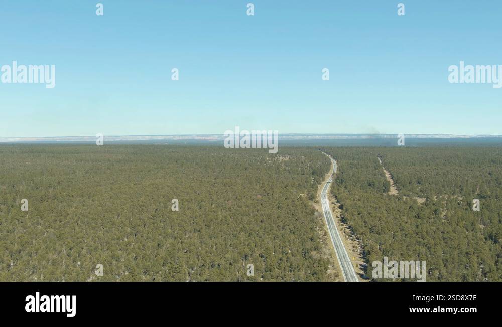 Kaibab National Forest, Grand Canyon and Road. Arizona, USA. Aerial ...