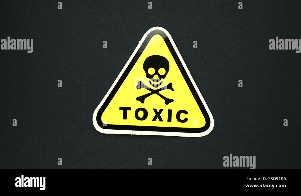 Toxic warning sign word text Stock Video Footage - Alamy
