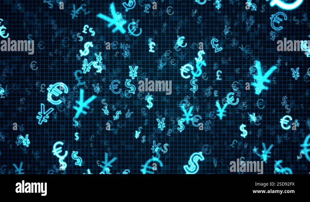 Currency symbols on the grid.light blue[loop] Stock Video Footage - Alamy