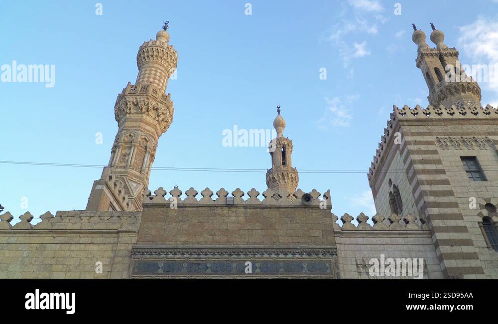 The Al-Azhar Mosque minarets, Islamic Cairo, Egypt Stock Video Footage ...