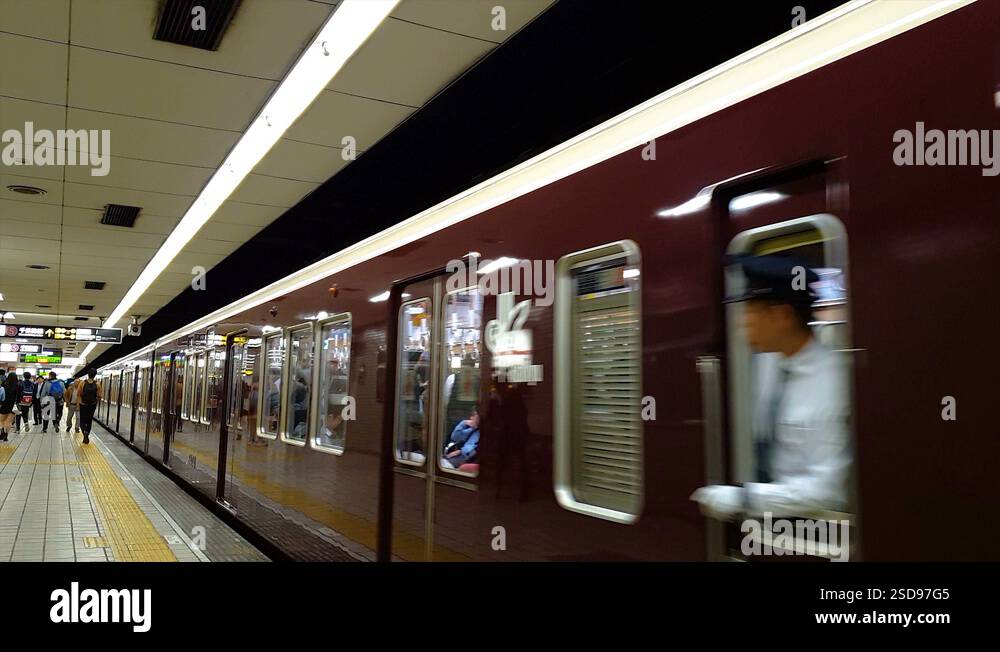 The look of the departing train in the station in Osaka Japan Stock ...