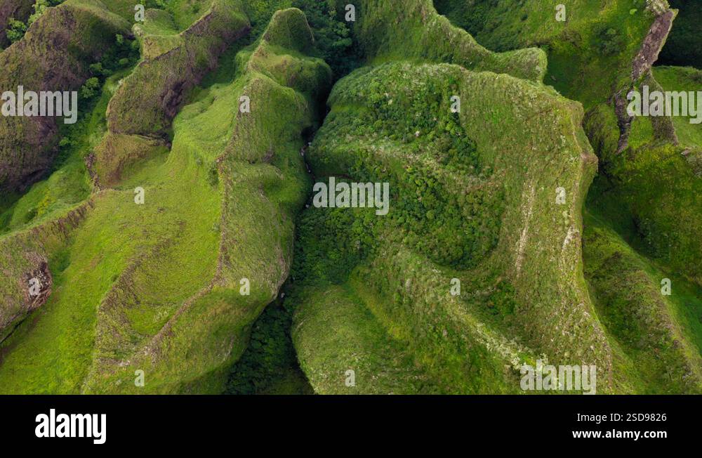 Na Pali Coast State park. Beautiful exotic nature of Hawaii. Top down ...