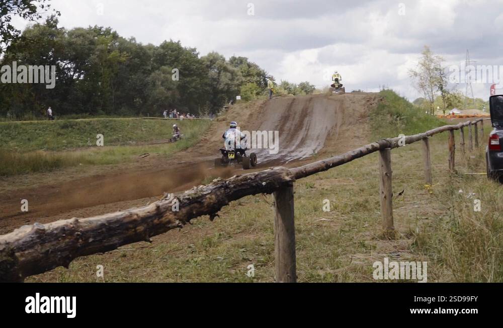 Motocross race in mud in Lithuania, quads, solo bikes, mud race going ...
