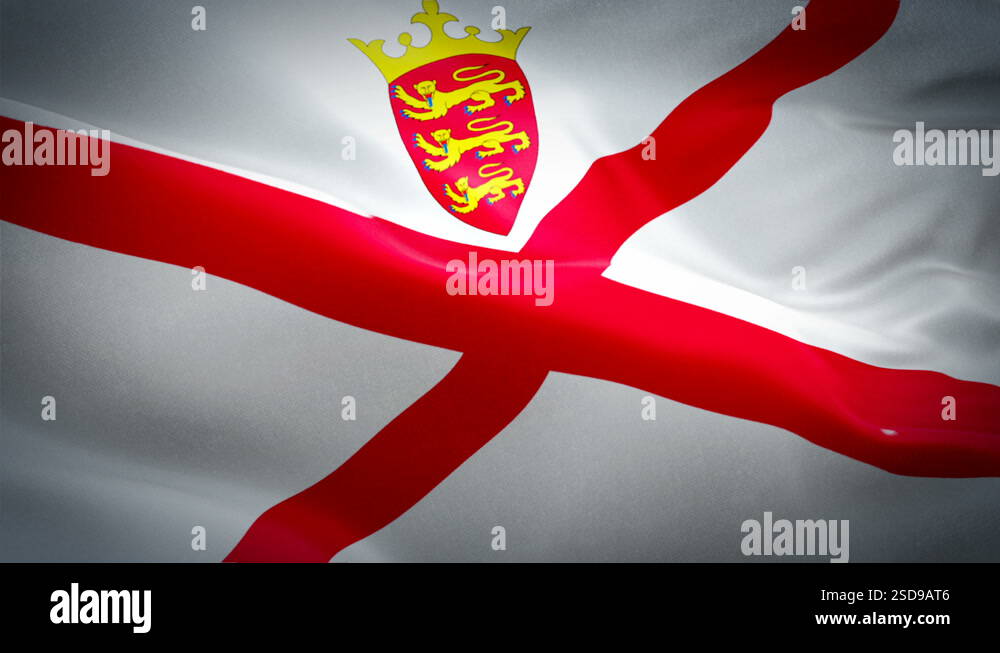 Jersey waving flag. 3d British Islanders Channel Island flag waving ...