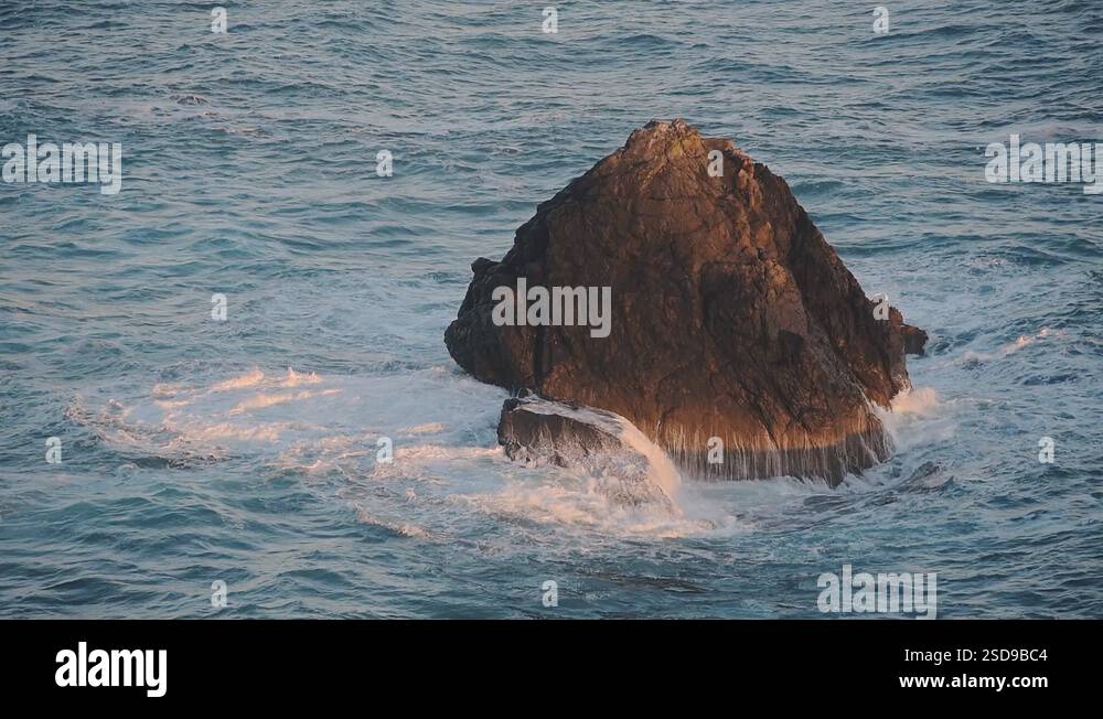 Strong Waves Hitting The Sea Stack In The Middle Of The English Channel ...
