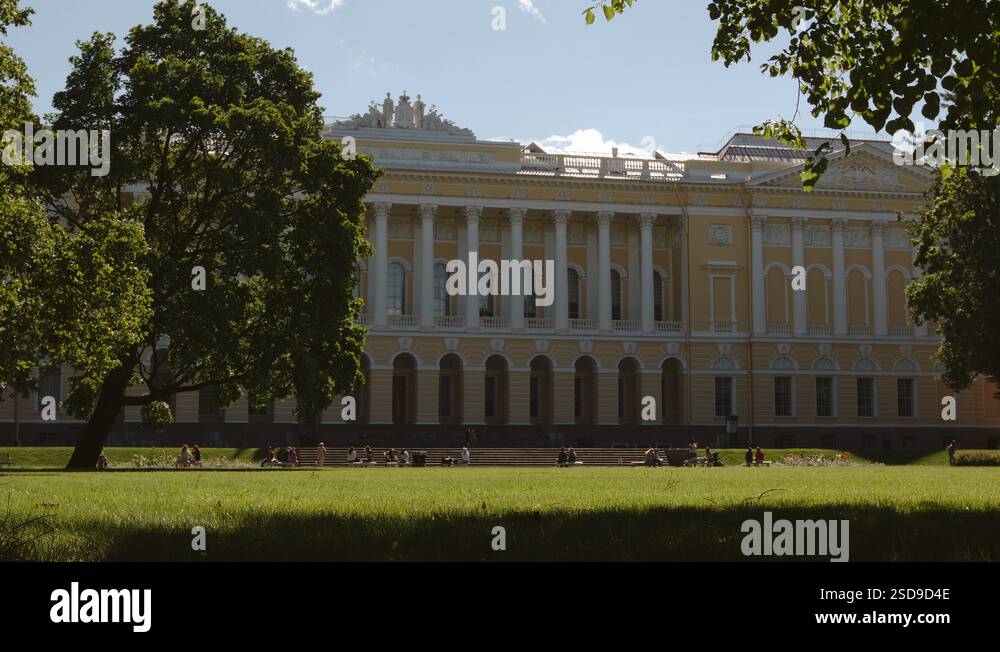 Mikhailovsky Garden and Famous Russian Museum in the sunny day - St ...