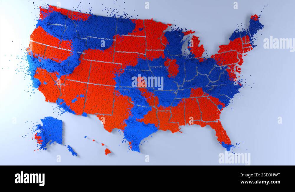 USA Elections Map with Red and Blue Colors Taking Over States Stock ...