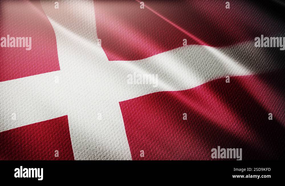 4k Denmark National flag wrinkles wind in Danish seamless loop ...