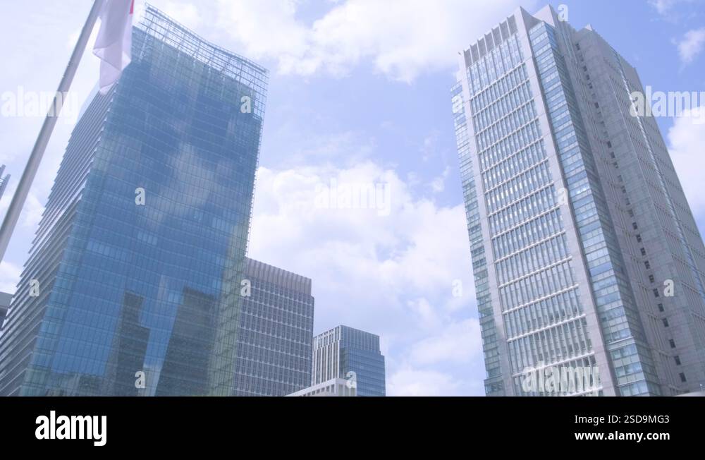 Sweeping Tilt Pan Skyscrapers Tokyo Station Marunouchi Square Tokyo ...