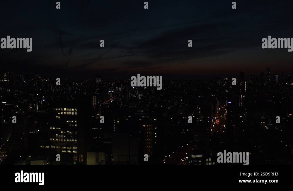 TOKYO, JAPAN : Aerial sunrise CITYSCAPE of TOKYO. Time lapse night to ...