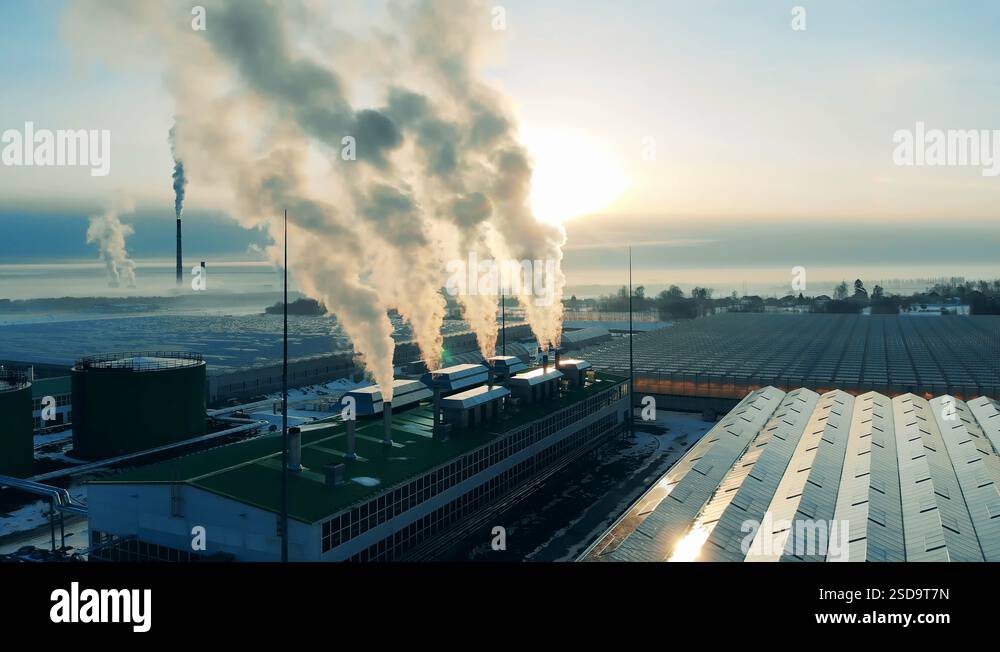 Industrial pipes at a modern factory. Emissions, ecology problems ...