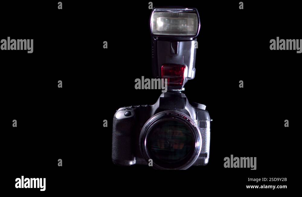 Camera with a flash taking a picture Stock Video Footage - Alamy