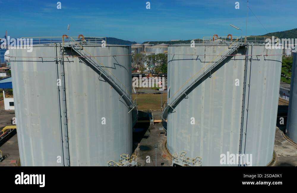 Aerial view tank farm terminal for storage crude oil and gas LPG Stock ...