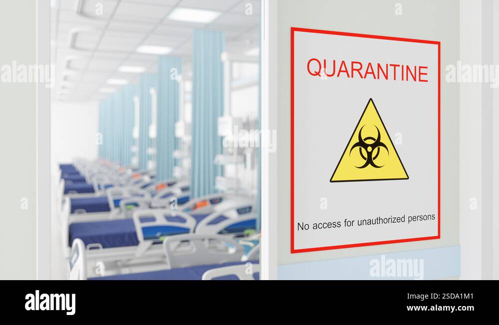 Quarantine Room in Hospital with track green screen on picture frame ...