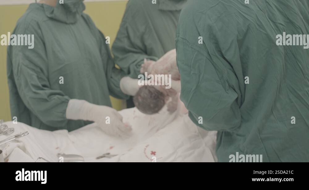 April 2019 Hanoi, Vietnam. A baby was born after a surgery operation ...