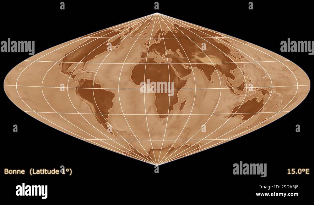 Animated world map. Bonne (1 degree). Gradient. 1920x1080px Stock Video ...
