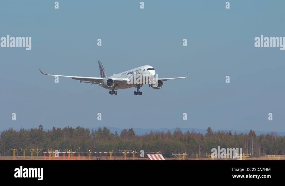 airplane airbus a350 qatar airways one world livery arrival side front ...
