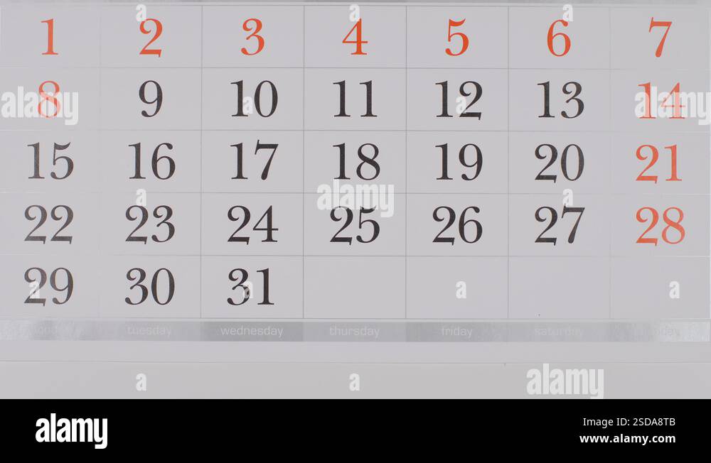 Top View Marking Round A Numbers In A Paper Calendar Stop Motion