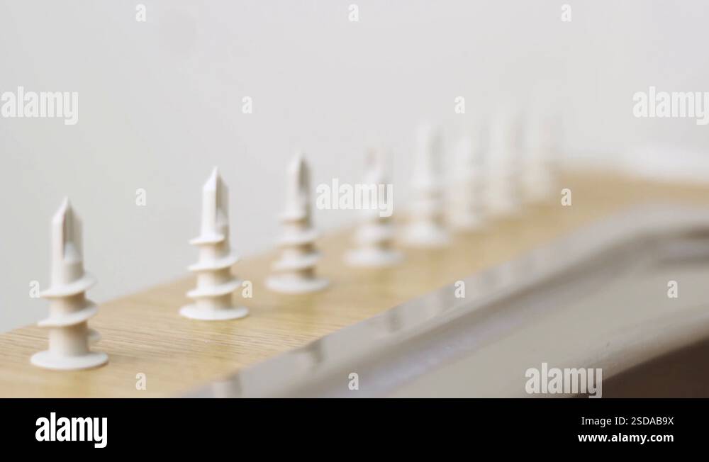 Close up of white gypsum plugs on counter, rack focus Stock Video ...