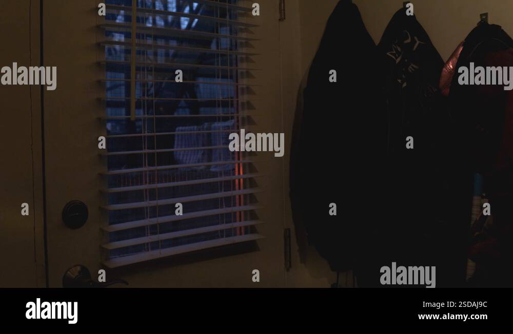 Reflection Of Blinking Lights From Patrol Car Outside The Police ...