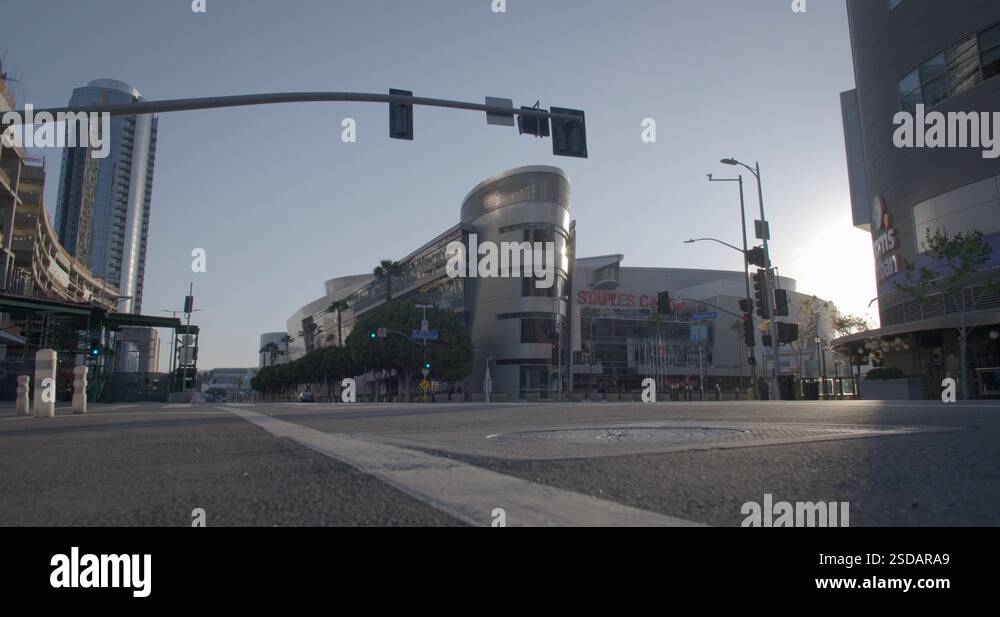 View of Staples Center from Figueroa St in Downtown Los Angeles 4K ...