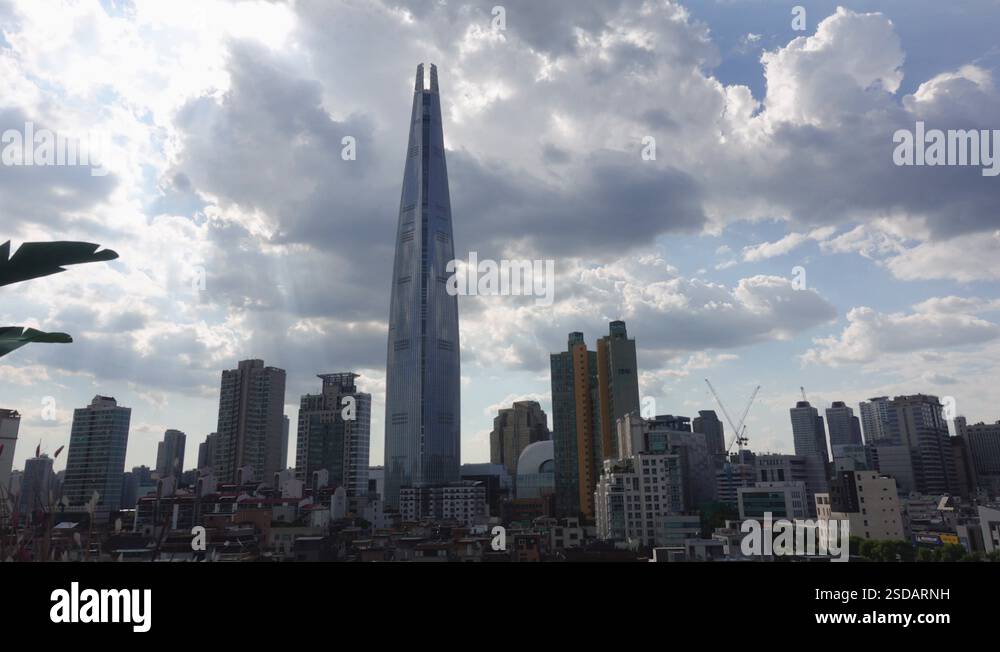 Jamsil lotte tower timelapes with cloudy weather Stock Video Footage ...