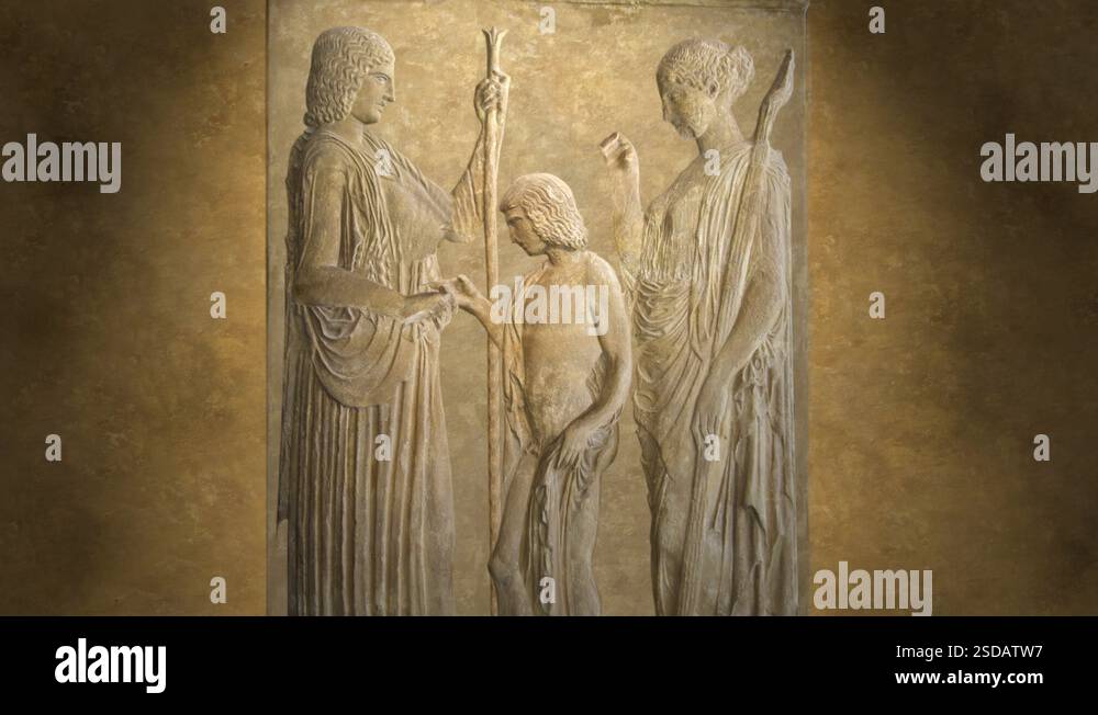 Animated lithography of the goddess Demeter and her daughter Persephone ...