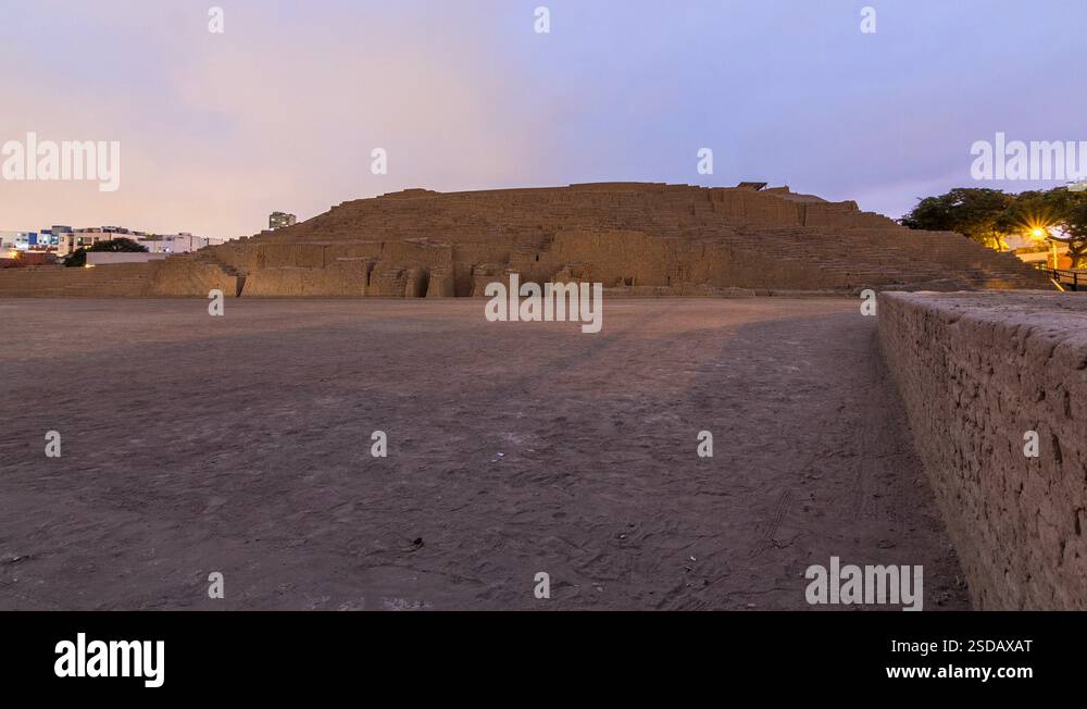 Pyramid of Huaca Pucllana day to night timelapse, pre Inca culture ...