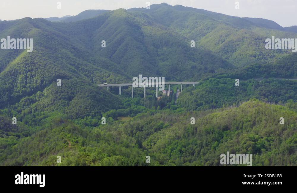 Dolly zoom. Italy, Province of La Spezia, A12. European route E80 Stock ...